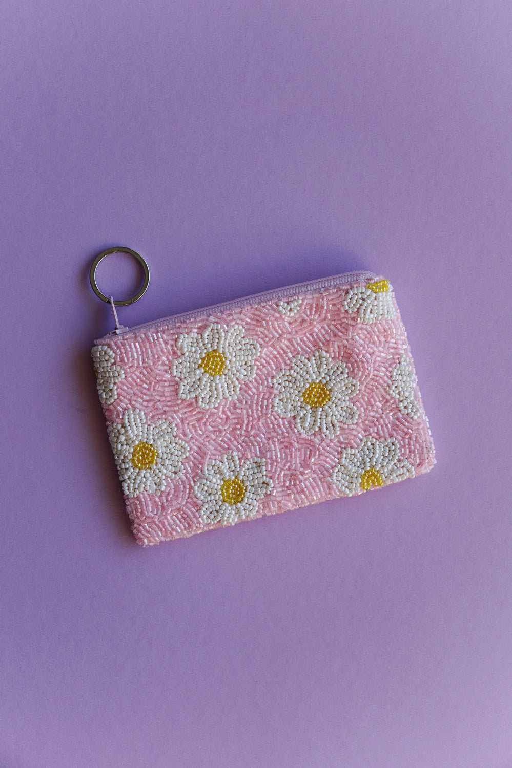 daisy coin purse beaded floral coin pouch with zipper shop wallflower ...