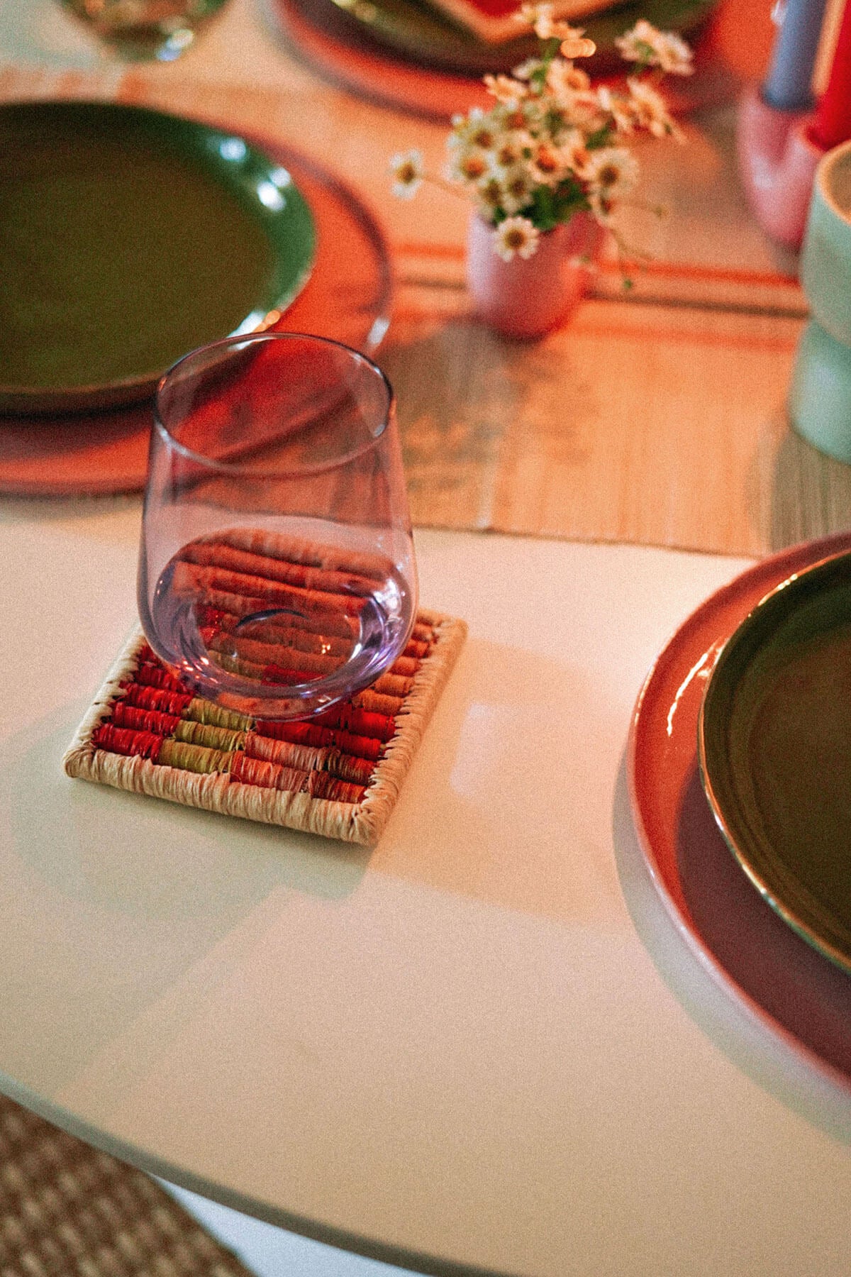 handwoven colorblock coasters by kazi sustainable decor on wallfower – Studio Wallflower