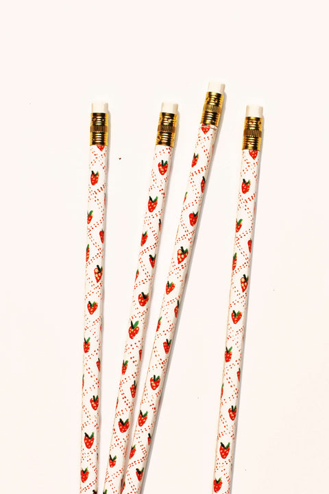 strawberry lattice patterned pencils set stationery on wallflower ...